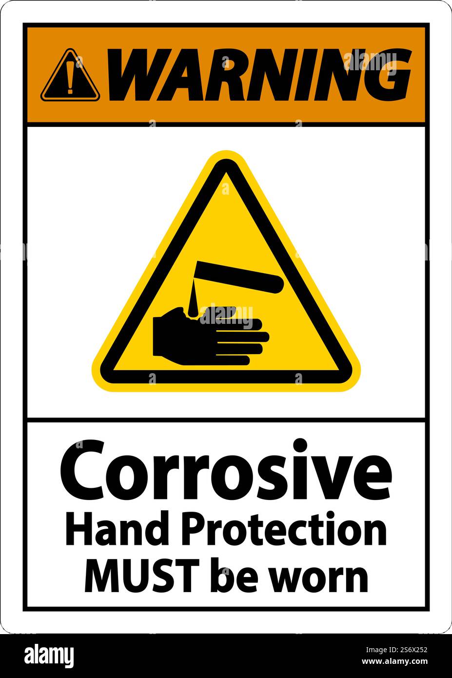 Warning Hand Protection Must Be Worn Sign On White Background Stock ...
