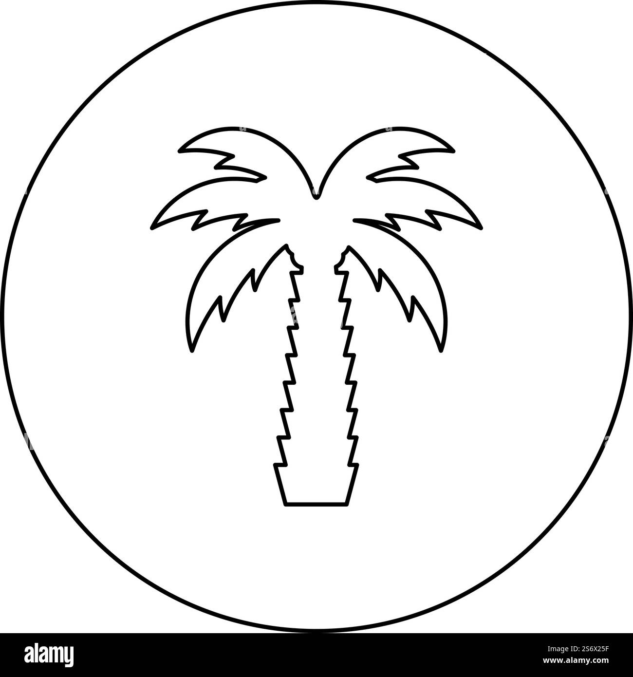 Palm tree tropical coconut icon in circle round black color vector ...
