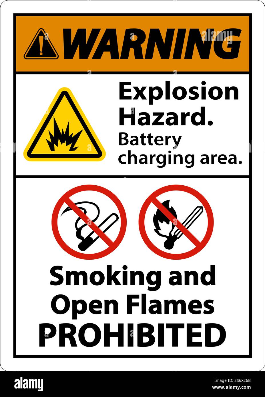 Warning Explosion Hazard Charging Area Sign On White Background Stock ...