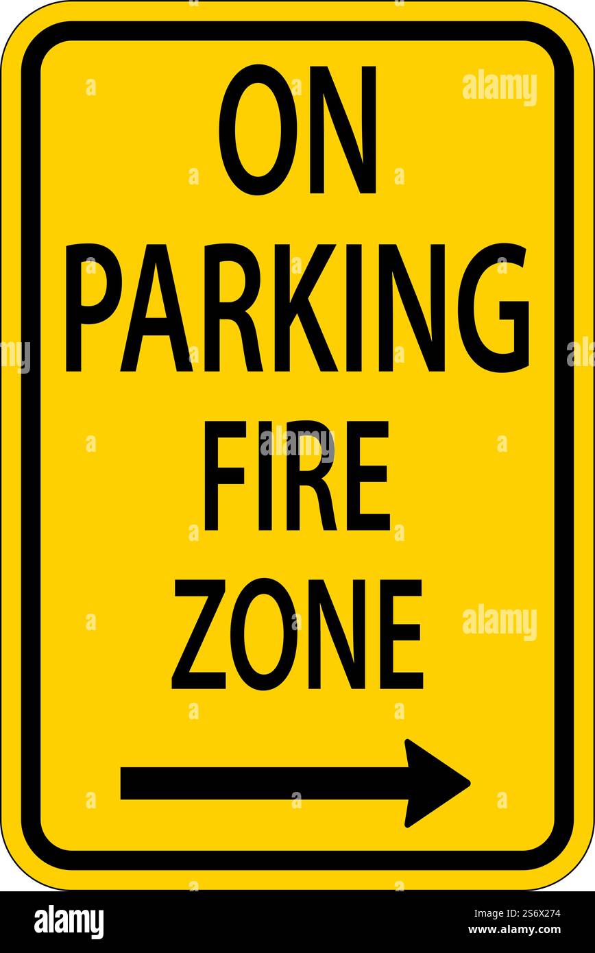 No Parking Fire Zone,Right Arrow Sign On White Background Stock Vector ...