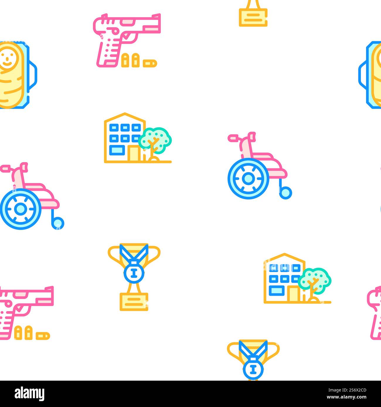 Life Cycle People Vector Seamless Pattern Color Line Illustration. Life ...