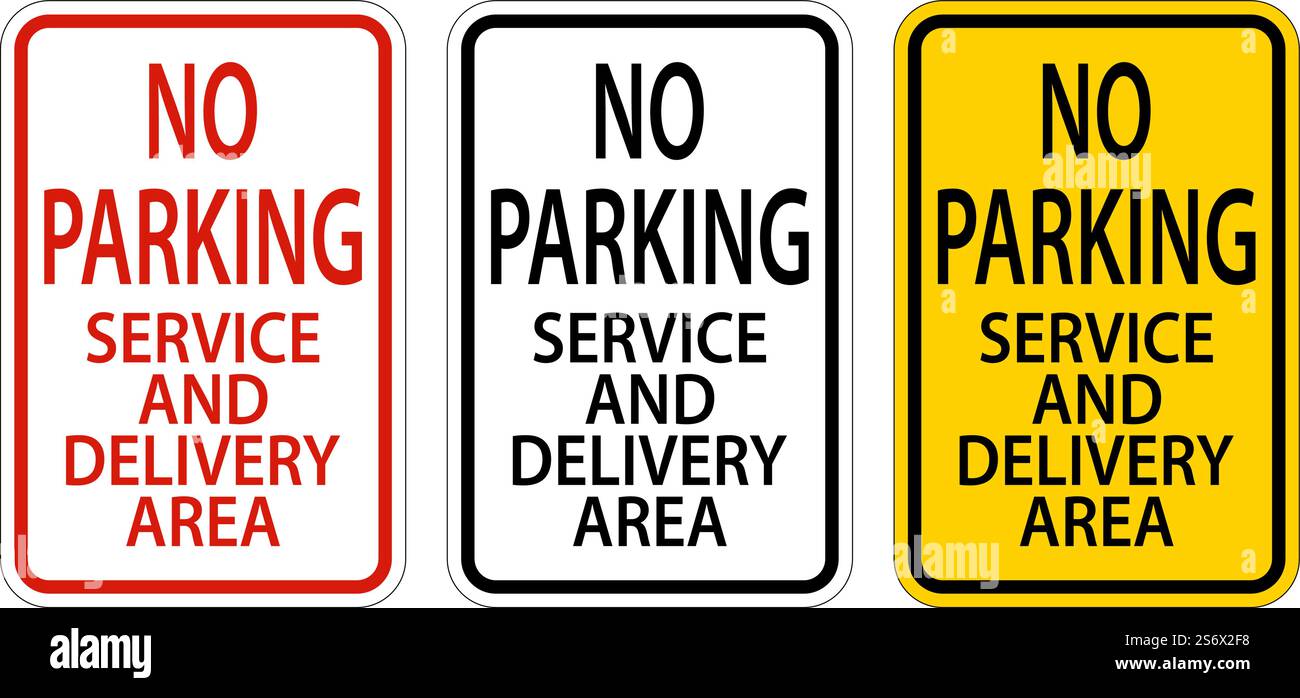 No Parking Service And Delivery Area Sign On White Background Stock ...