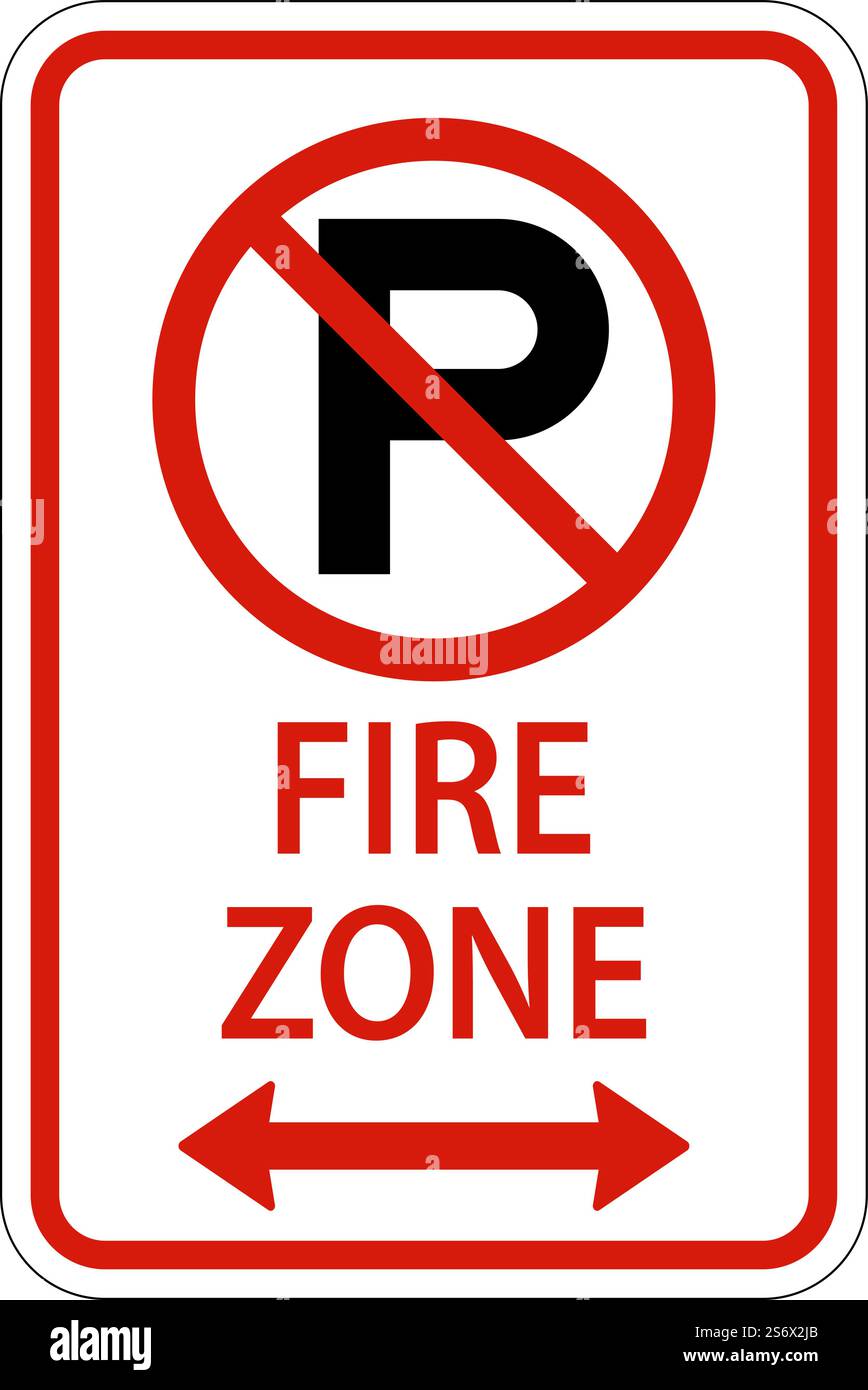 No Parking Fire Zone,Double Arrow Sign On White Background Stock Vector ...