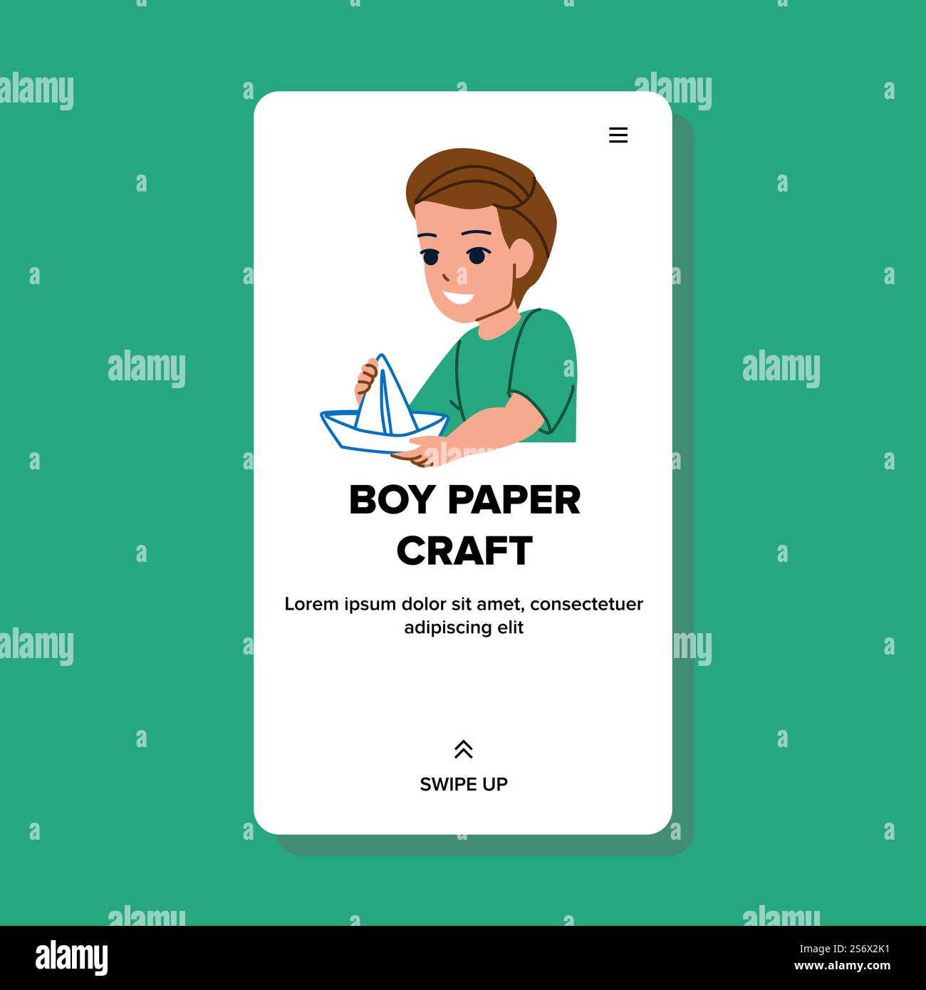 Boy Paper Craft On Education School Lesson Vector. Schoolboy Paper ...