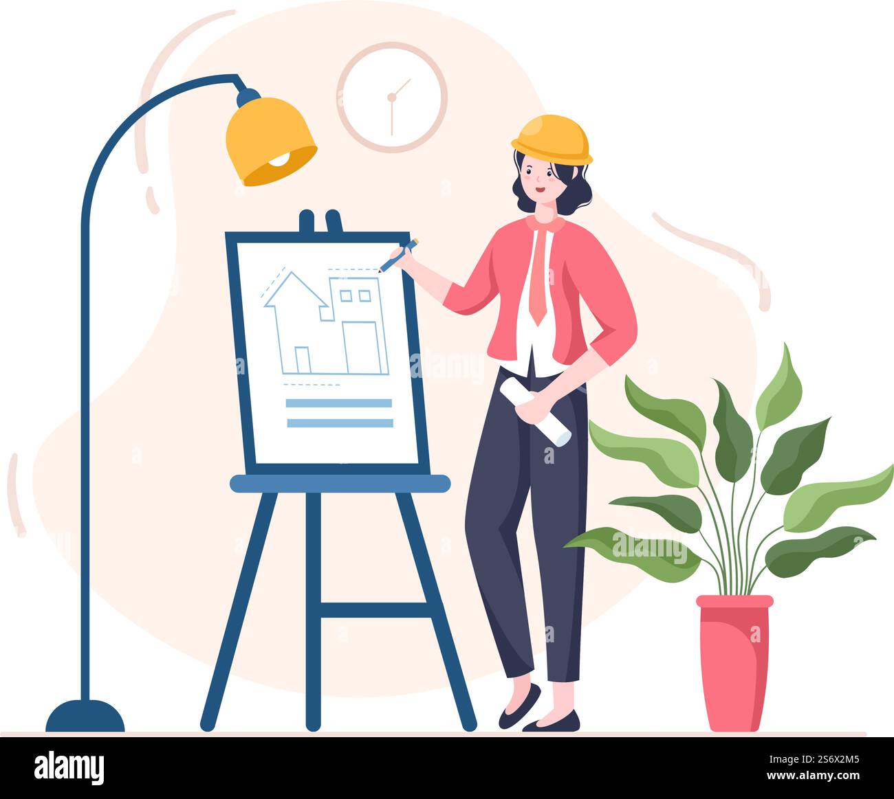 Architect or Engineer Cartoon Illustration using a Multipurpose Board ...