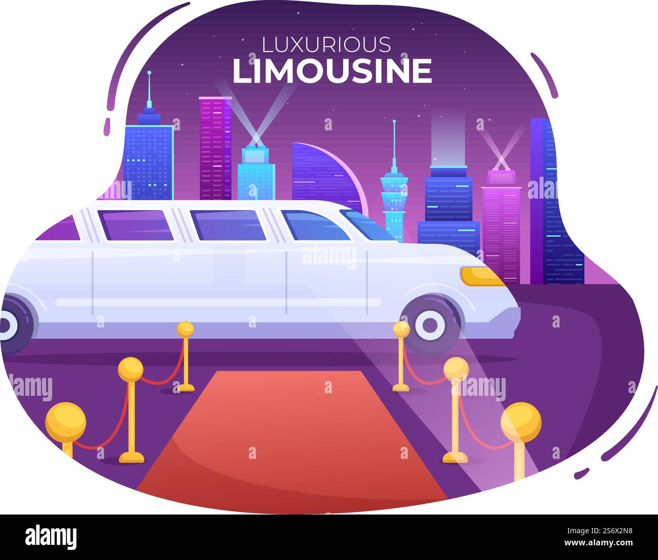 VIP Limousine Car of Red Carpet for Celebrity Superstar Walk with Night ...