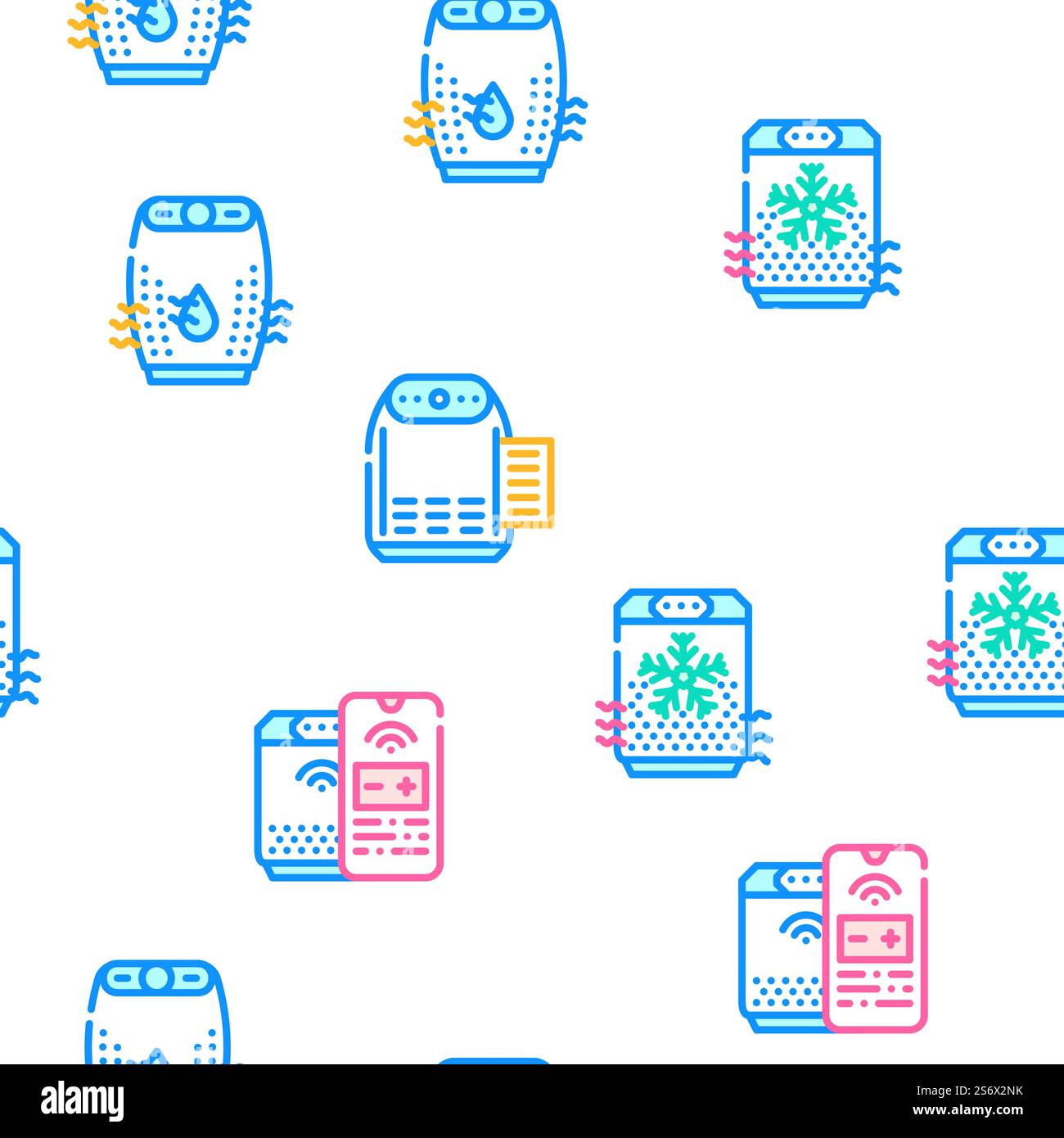 Air Filter Accessory Vector Seamless Pattern Color Line Illustration ...