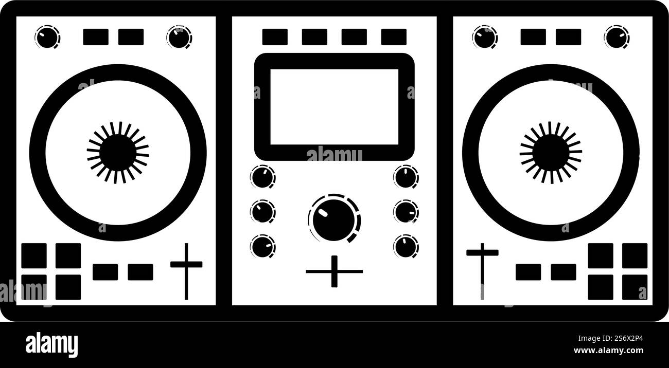 DJ Icon. Bold outline design with editable stroke width. Vector ...