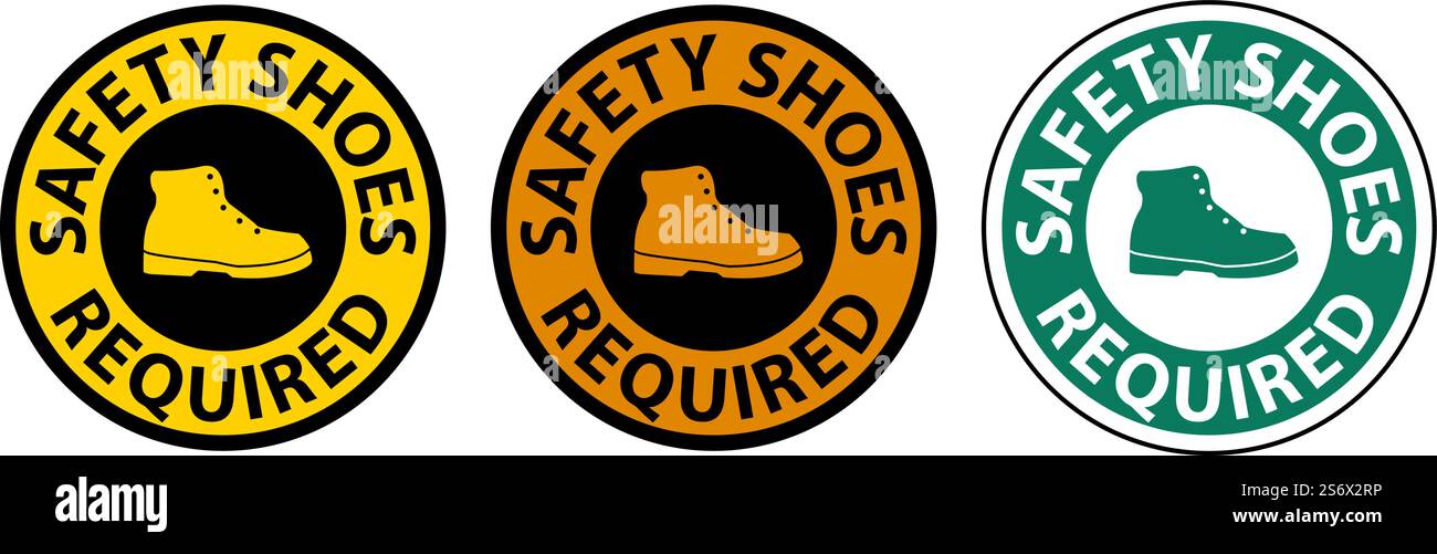Safety Shoes Required Floor Sign On White Background Stock Vector Image ...