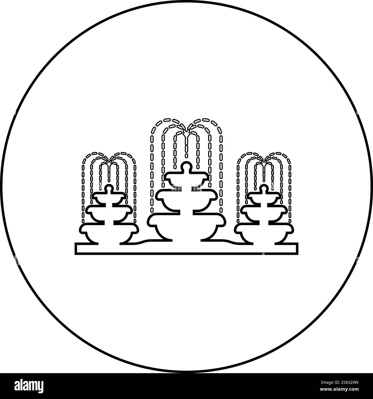 Fountain stream icon in circle round black color vector illustration ...