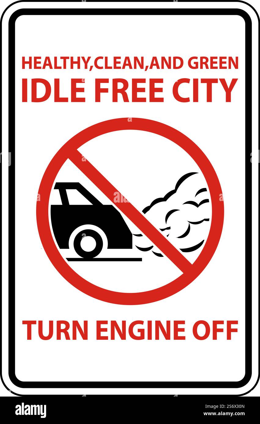 Idle Free City Turn Off Engine Sign On White Background Stock Vector ...