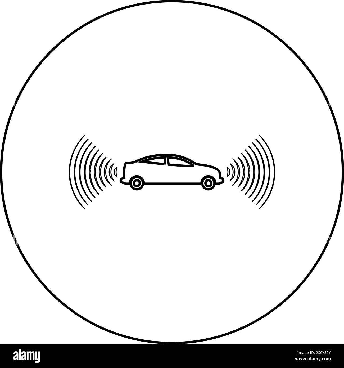 Car radio signals sensor smart technology autopilot front and back ...