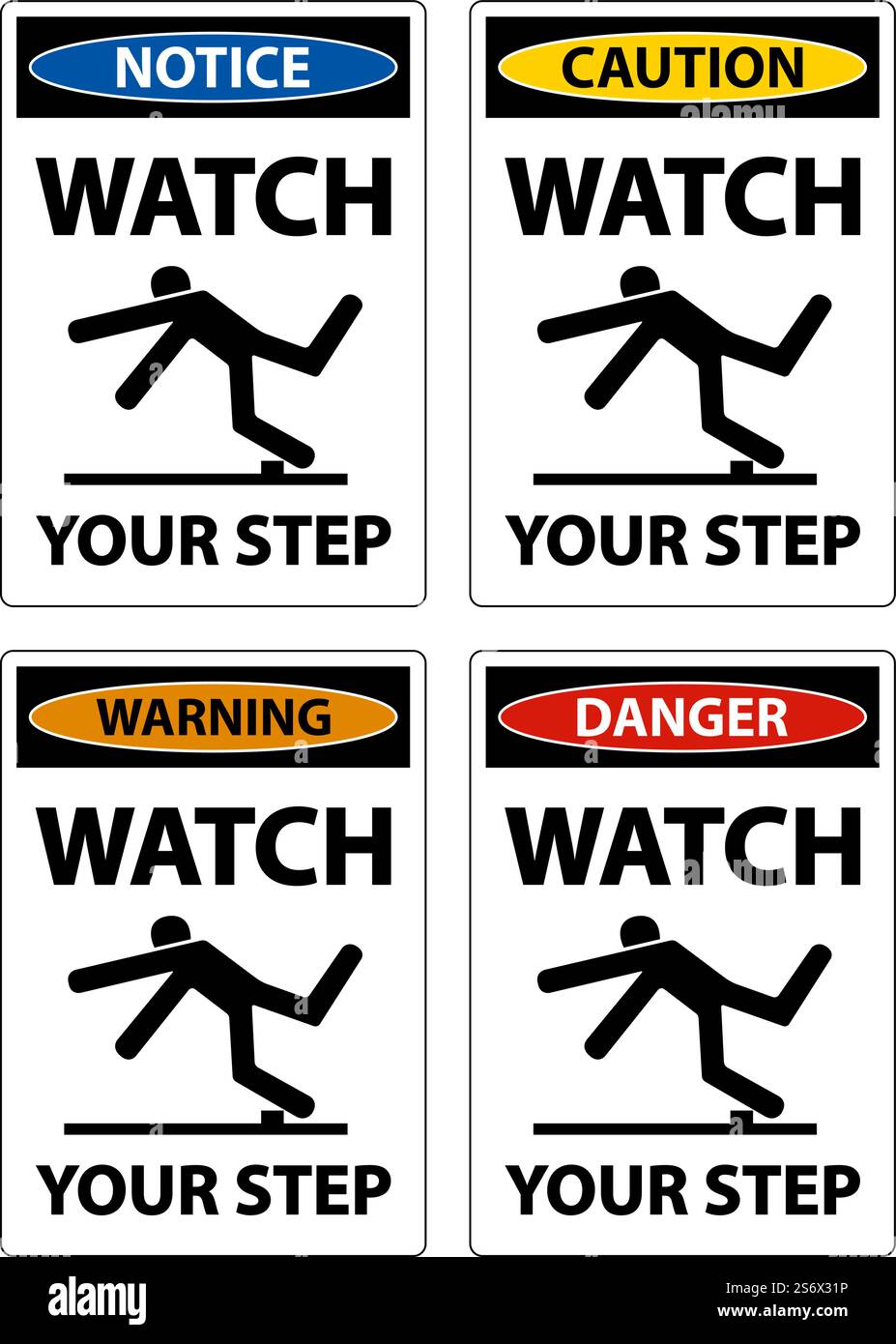 Caution Watch Your Step Sign On White Background Stock Vector Image ...