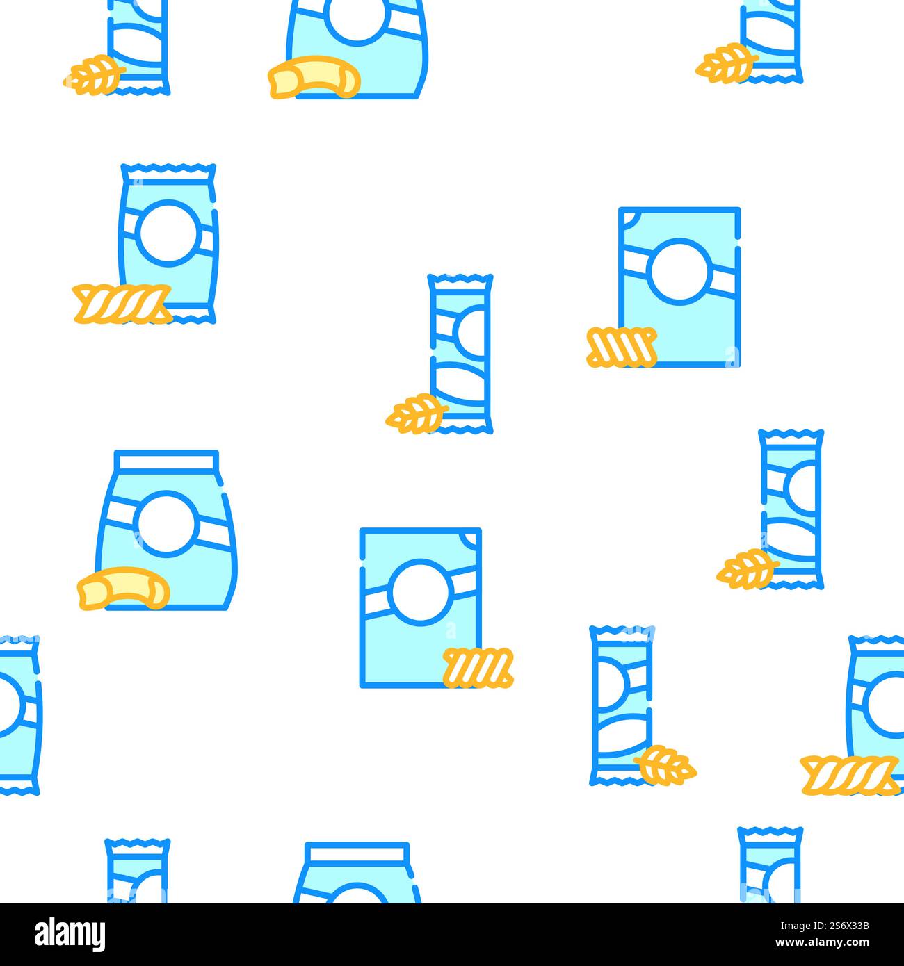Pasta Food Package Vector Seamless Pattern Color Line Illustration ...