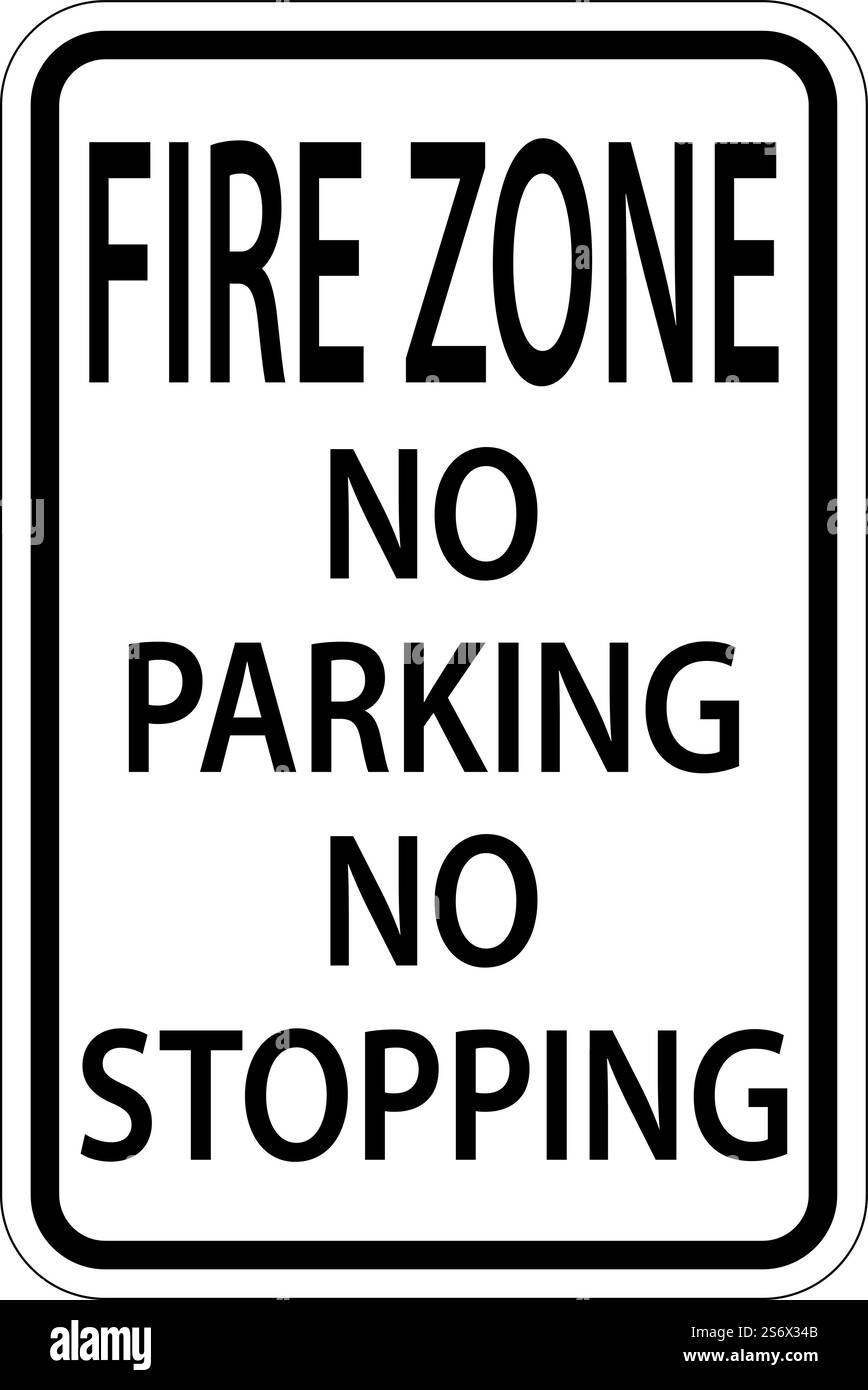 Fire Zone No Parking No Stopping Sign On White Background Stock Vector ...