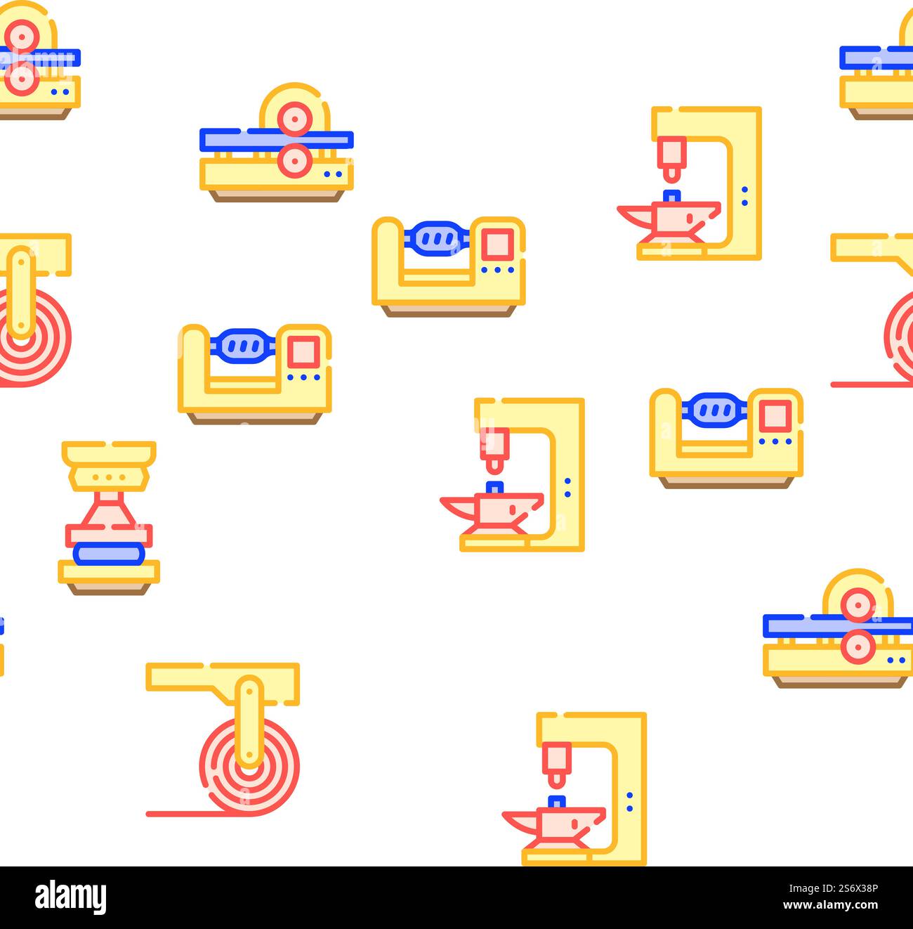 Metal Working Industry Vector Seamless Pattern Color Line Illustration ...