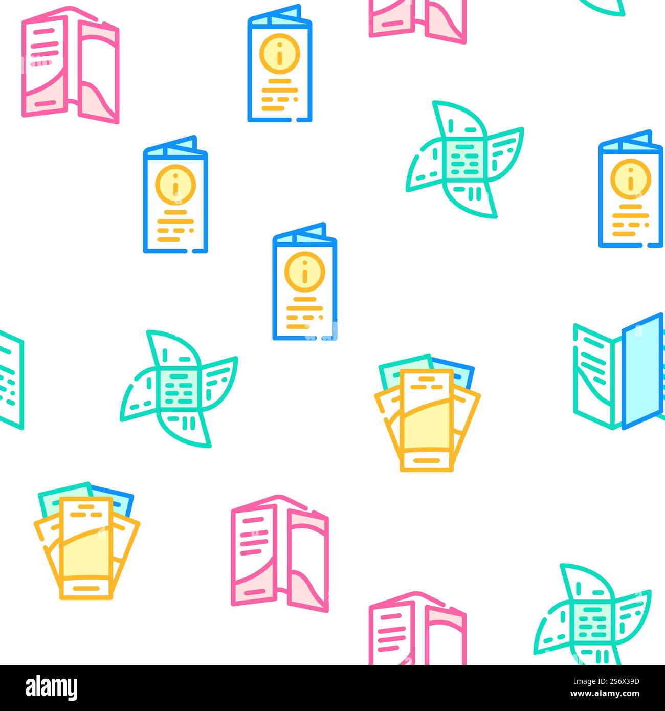 Catalog And Booklet Vector Seamless Pattern Color Line Illustration. Catalog And Booklet Vector ...