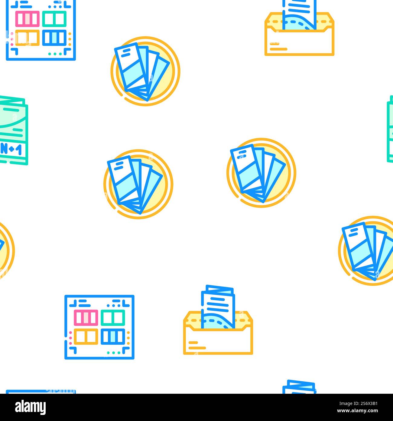 Catalog And Booklet Vector Seamless Pattern Color Line Illustration ...