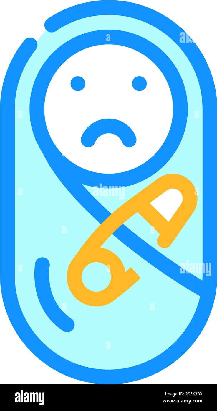 pain in children color icon vector. pain in children sign. isolated ...