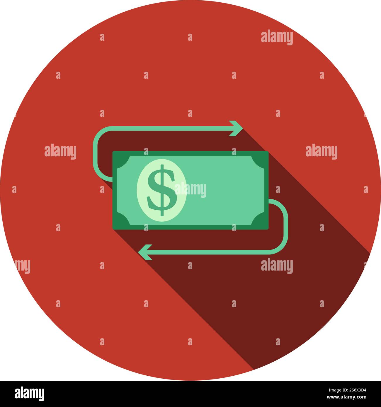 Cash Back Dollar Banknote Icon. Flat Circle Stencil Design With Long ...