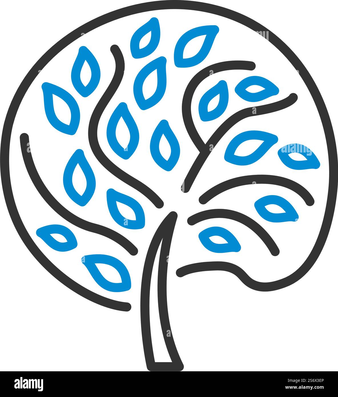 Ecological Tree With Leaves Icon. Editable Bold Outline With Color Fill ...