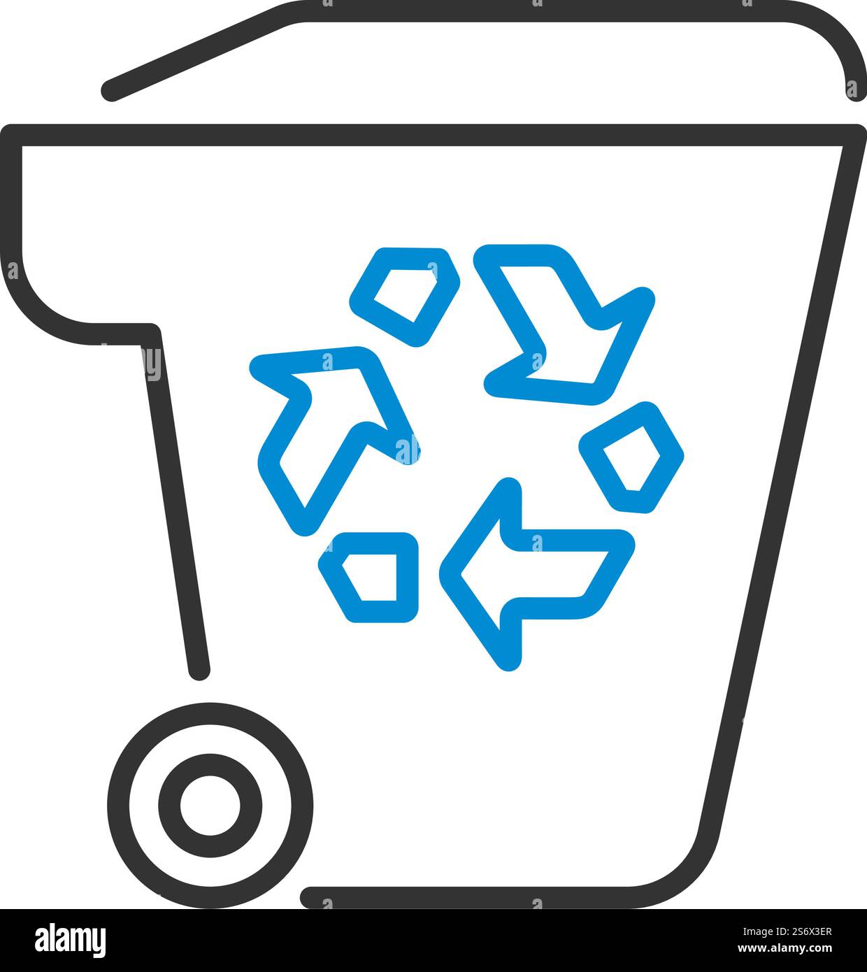 Garbage Container With Recycle Sign Icon. Editable Bold Outline With ...