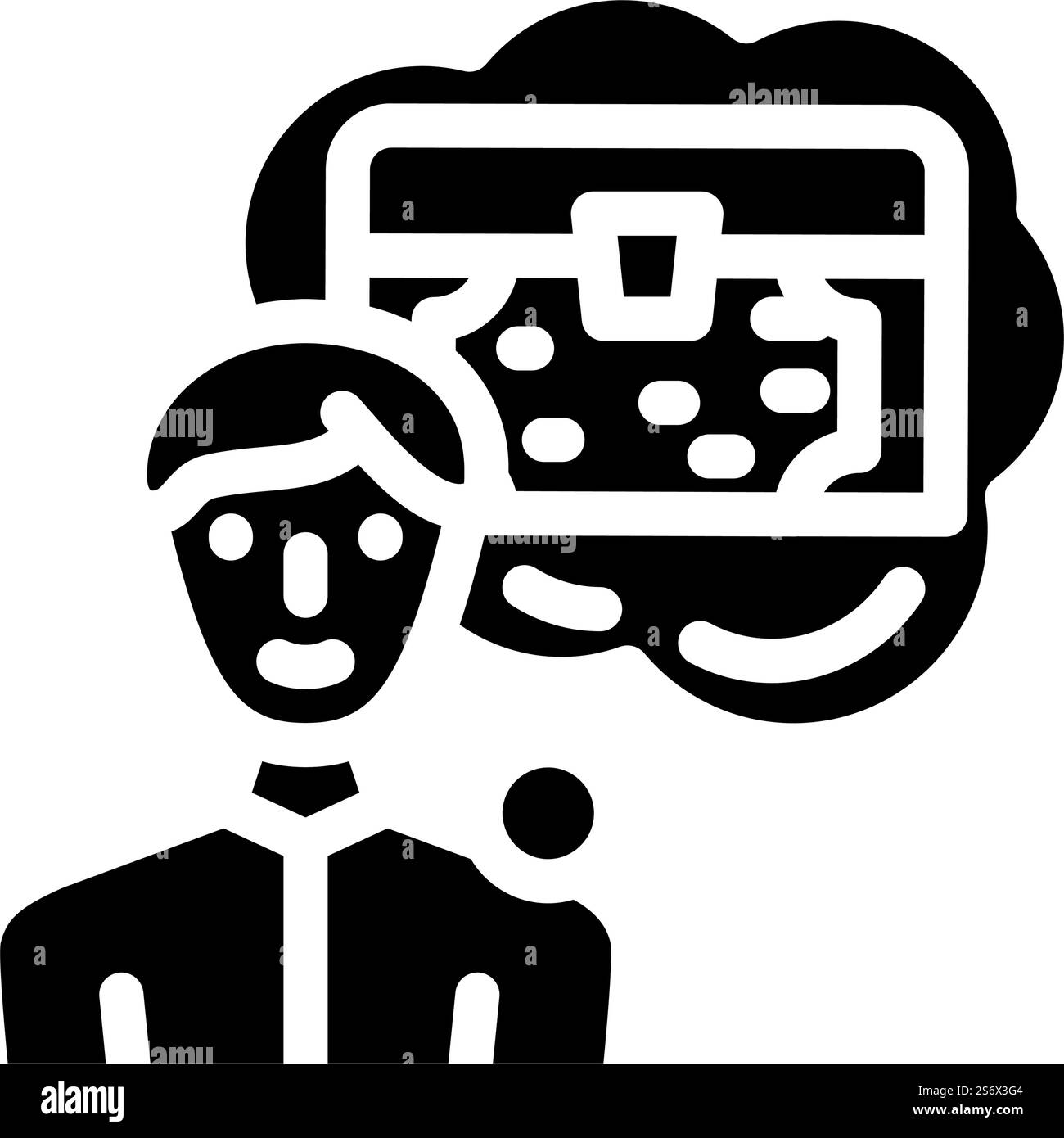 thoughts of treasure glyph icon vector. thoughts of treasure sign ...