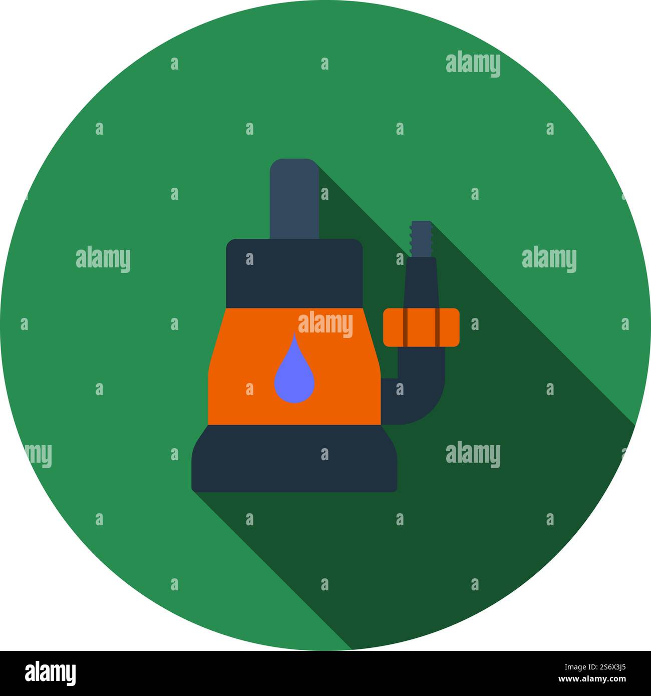 Submersible Water Pump Icon. Flat Circle Stencil Design With Long ...