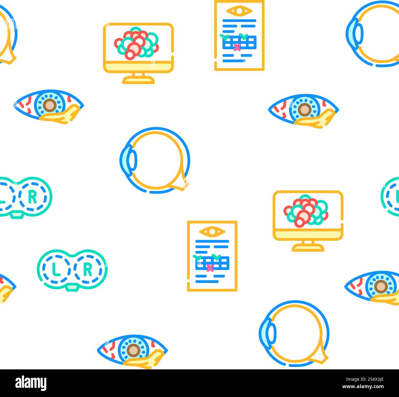 Ophthalmology Eye Disease Treat Vector Seamless Pattern Color Line ...