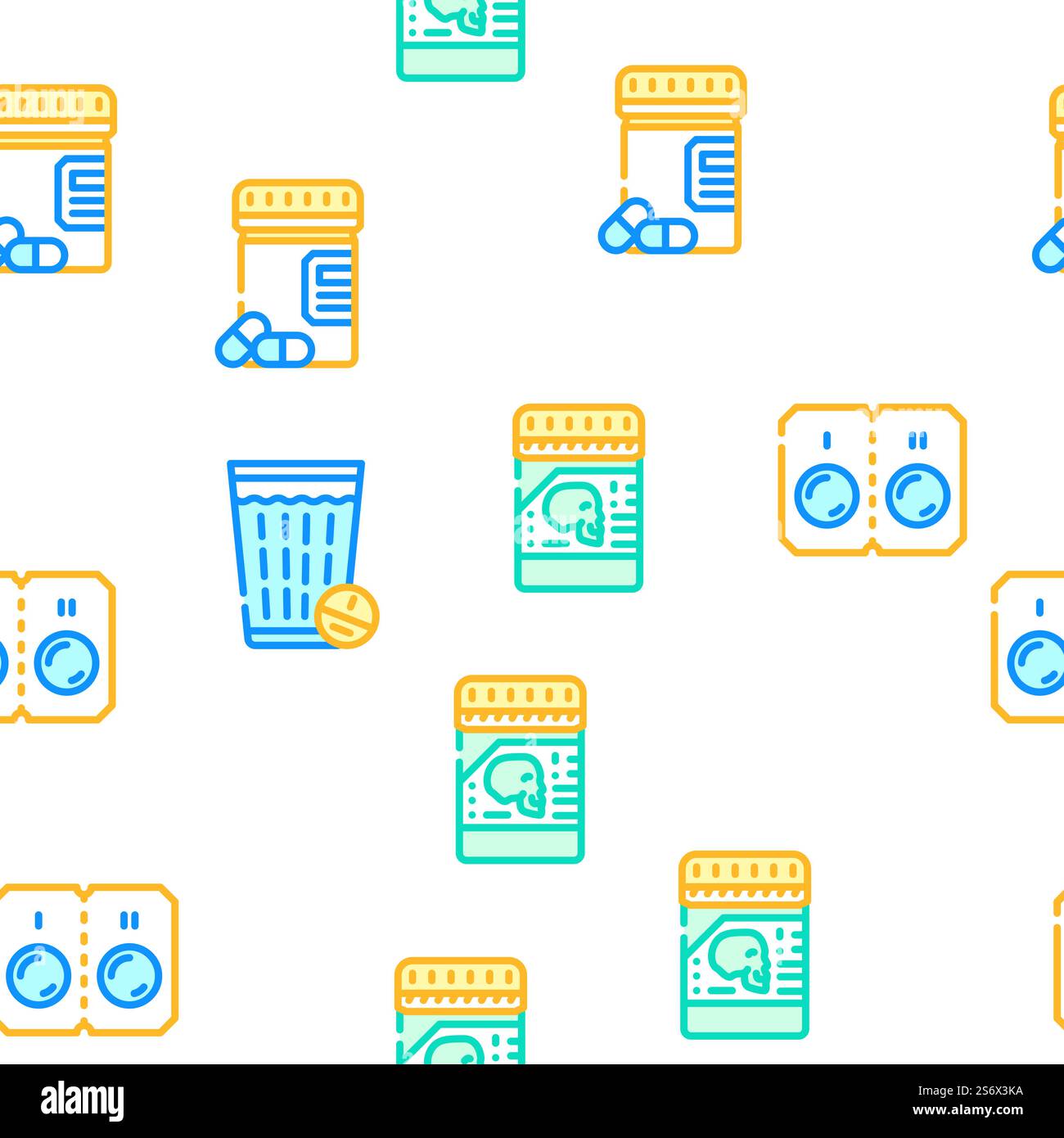 Pills Medicaments Vector Seamless Pattern Color Line Illustration ...