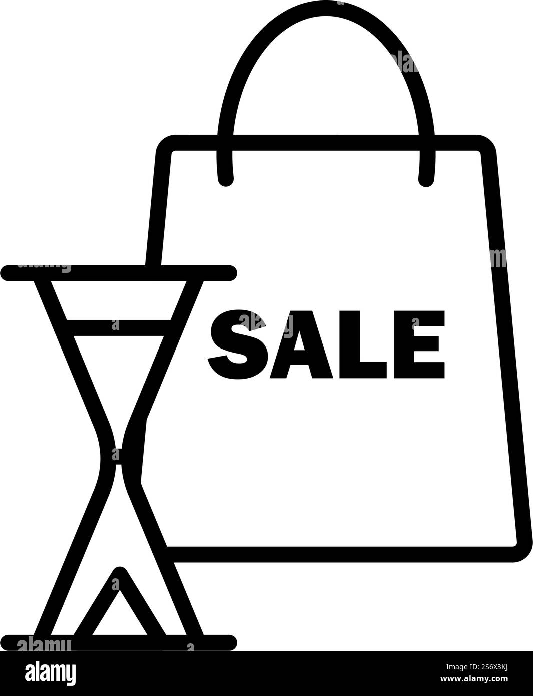 Sale Bag With Hourglass Icon. Bold outline design with editable stroke ...