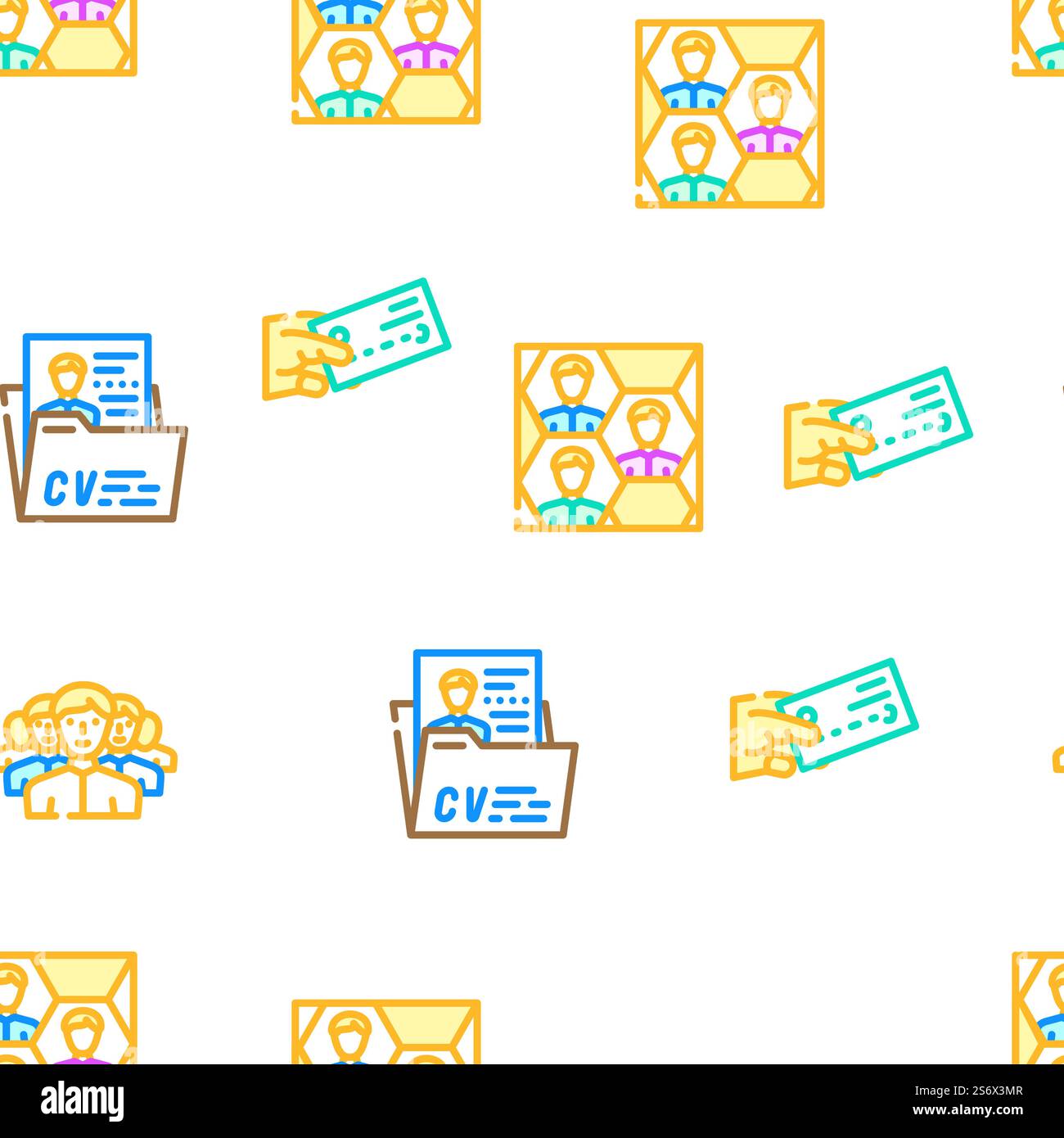 Networking Global Communication Vector Seamless Pattern Color Line ...