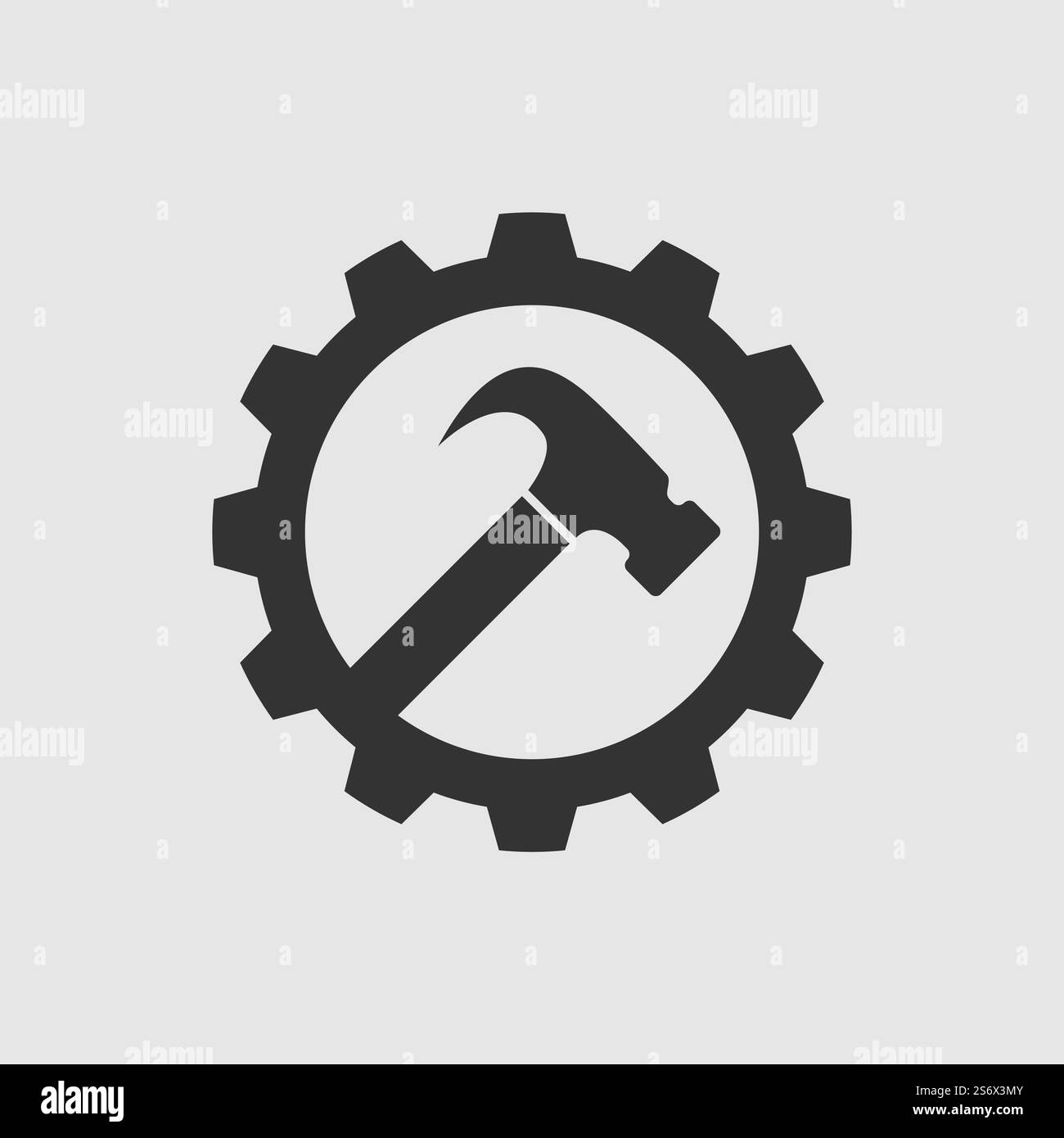 Hammer and gear logo vector flat design Stock Vector Image & Art - Alamy