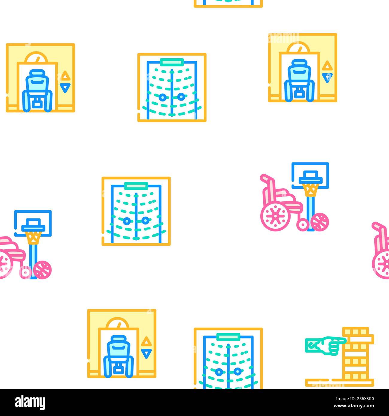 Inclusive Life Tool Vector Seamless Pattern Color Line Illustration ...