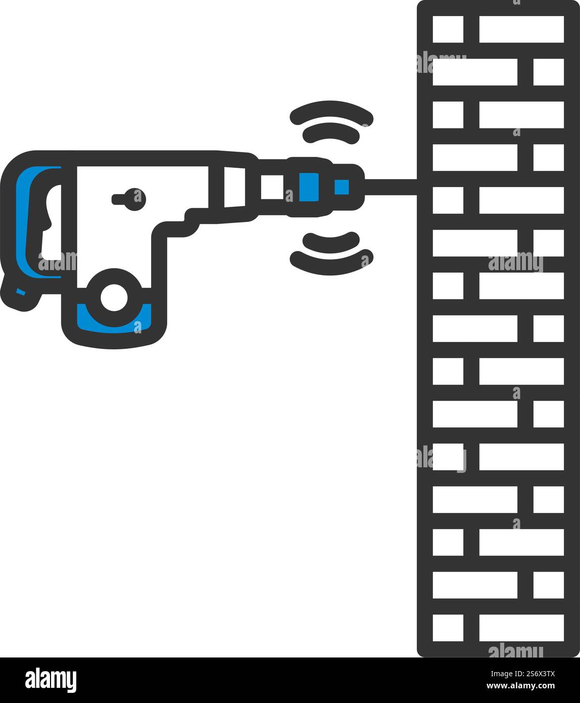 Icon Of Perforator Drilling Wall. Editable Bold Outline With Color Fill ...