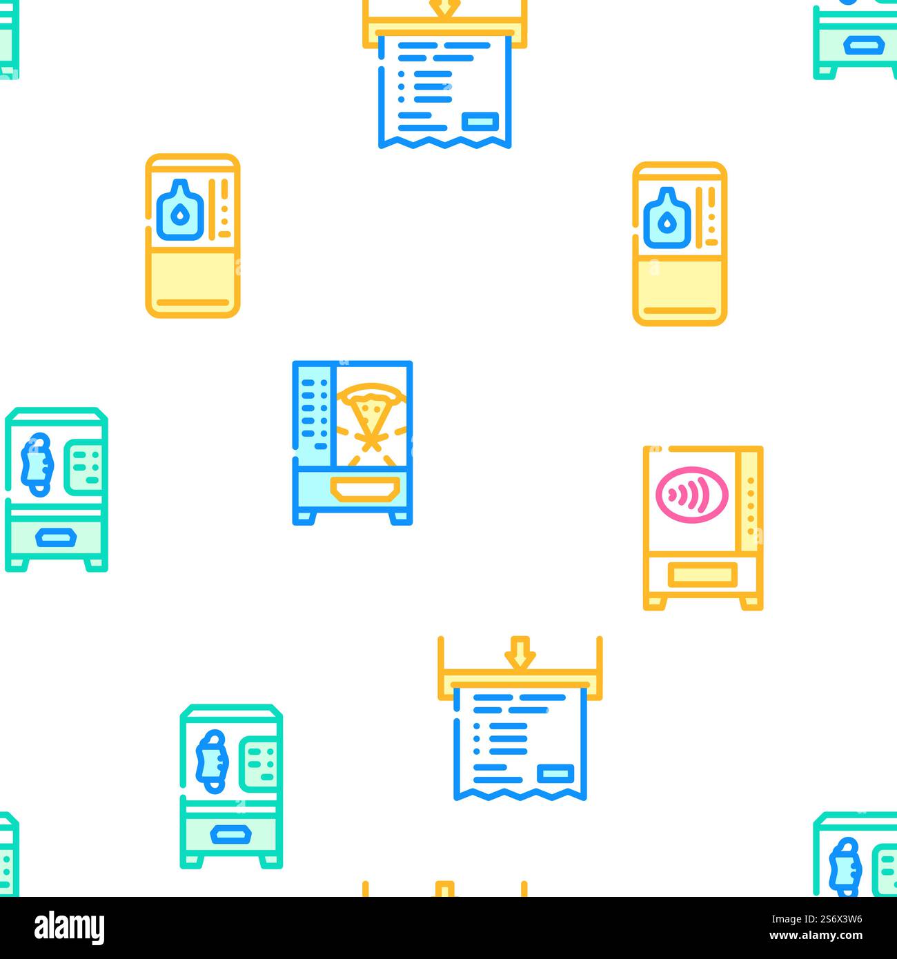 Vending Machine Sale Equipment Vector Seamless Pattern Color Line ...