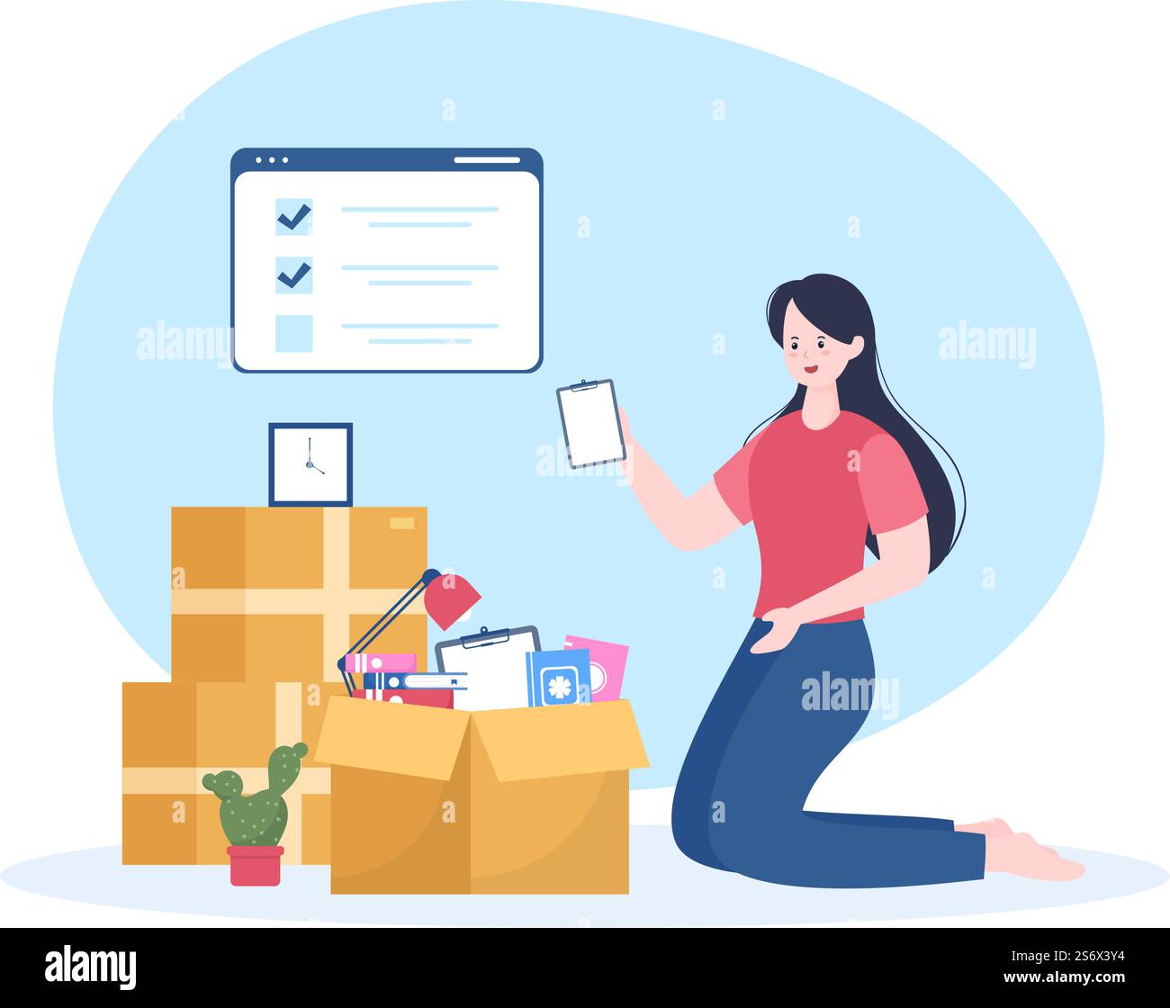 Home Relocation or People Moving with Cardboard Packaging Boxes or Pack ...
