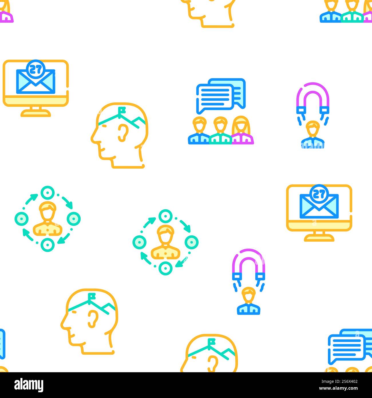 Networking Global Communication Vector Seamless Pattern Color Line ...