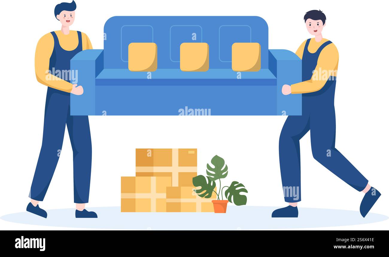 Home Relocation or People Moving with Cardboard Packaging Boxes or Pack ...