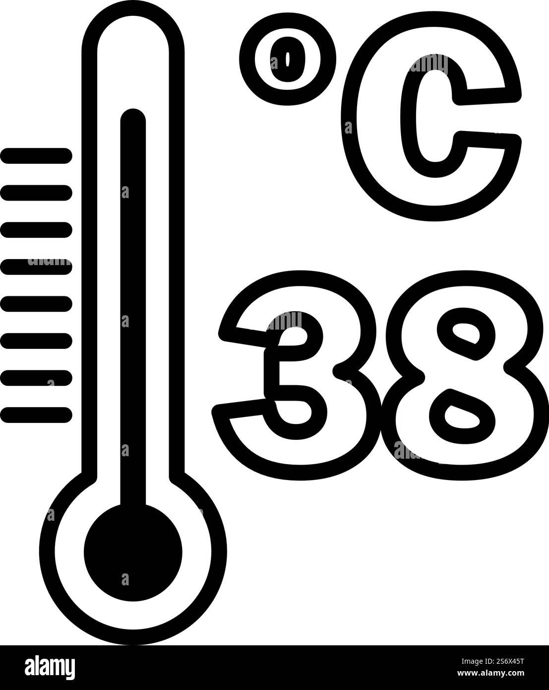 High Temperature Icon. Bold outline design with editable stroke width ...