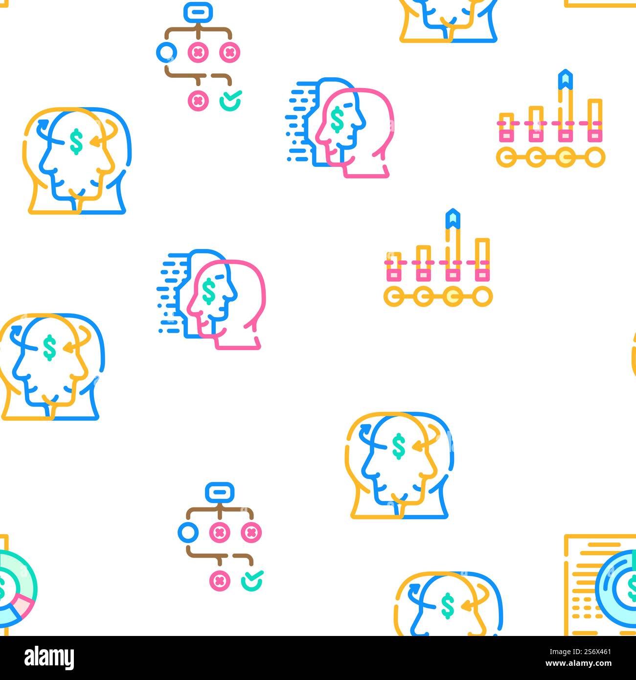 Business Consultant Advicing Vector Seamless Pattern Color Line ...