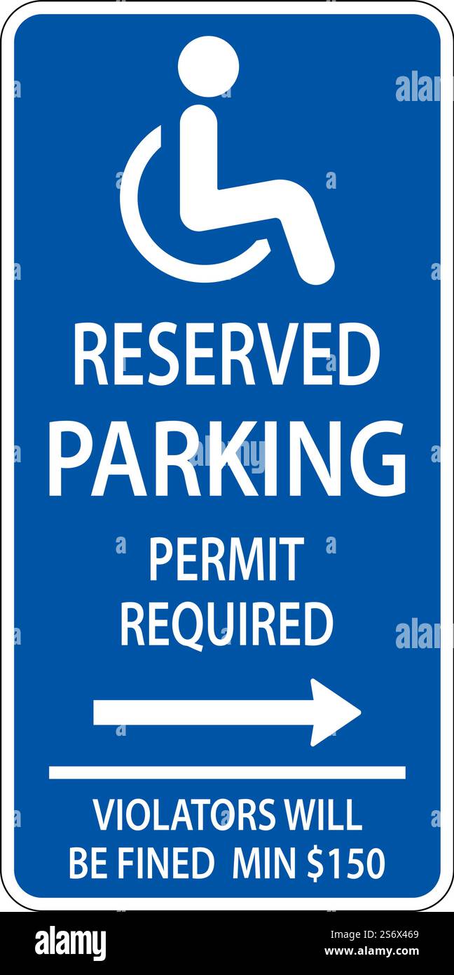 Handicap Parking Sign,Right Arrow Sign On White Background Stock Vector ...