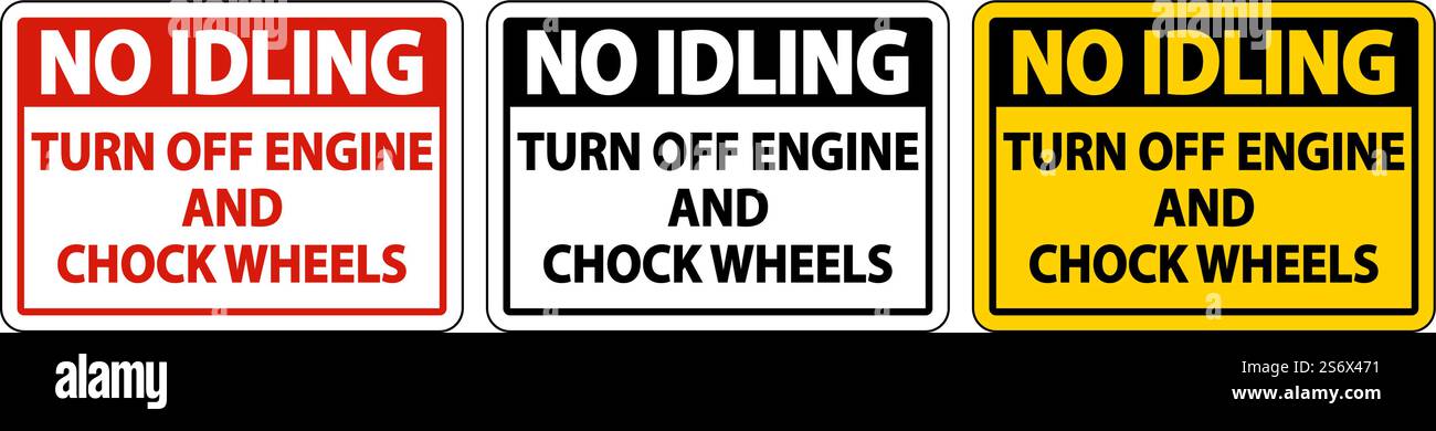 Turn Off Engine and Chock Wheels Sign On White Background Stock Vector ...
