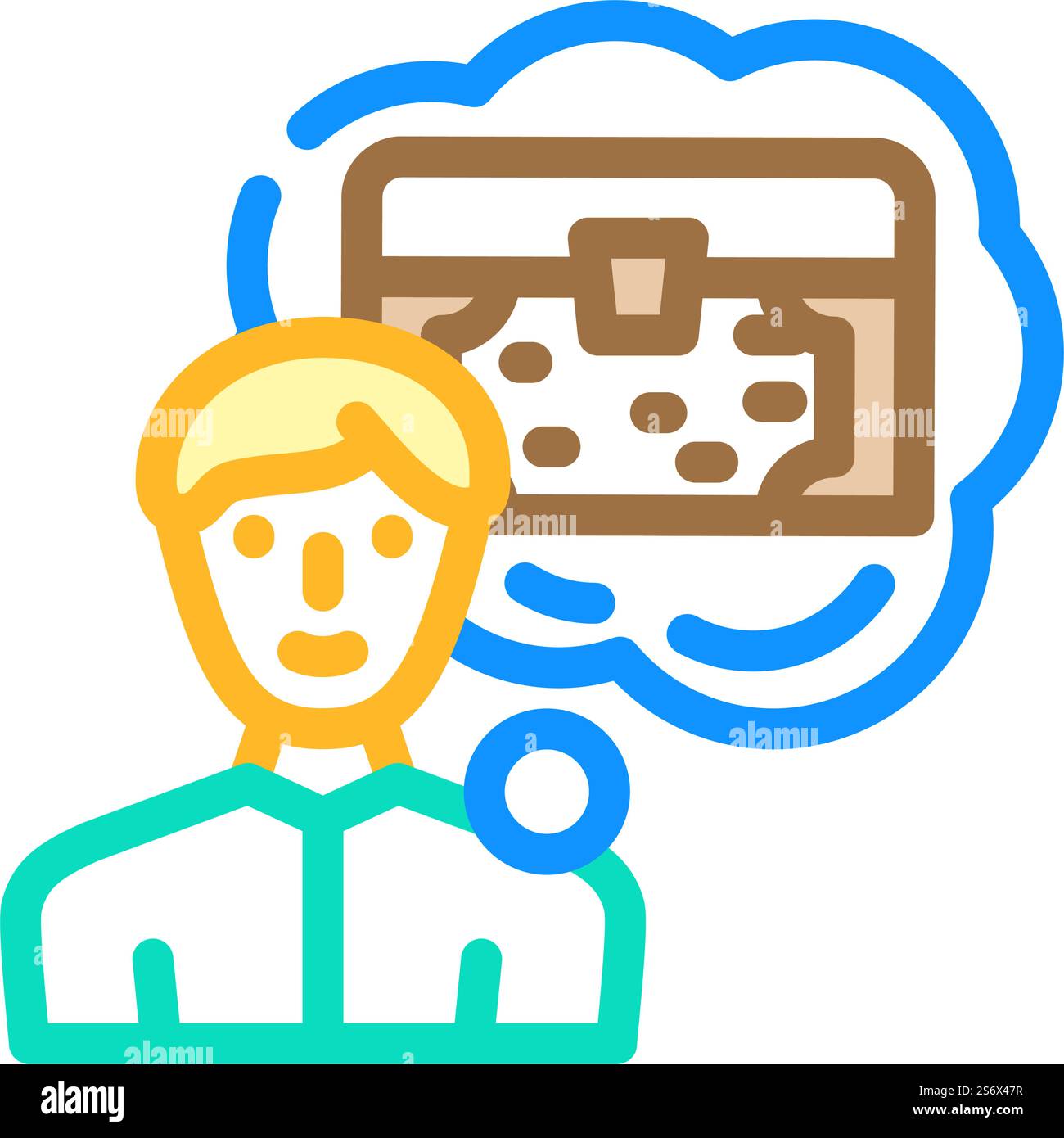 thoughts of treasure color icon vector. thoughts of treasure sign ...