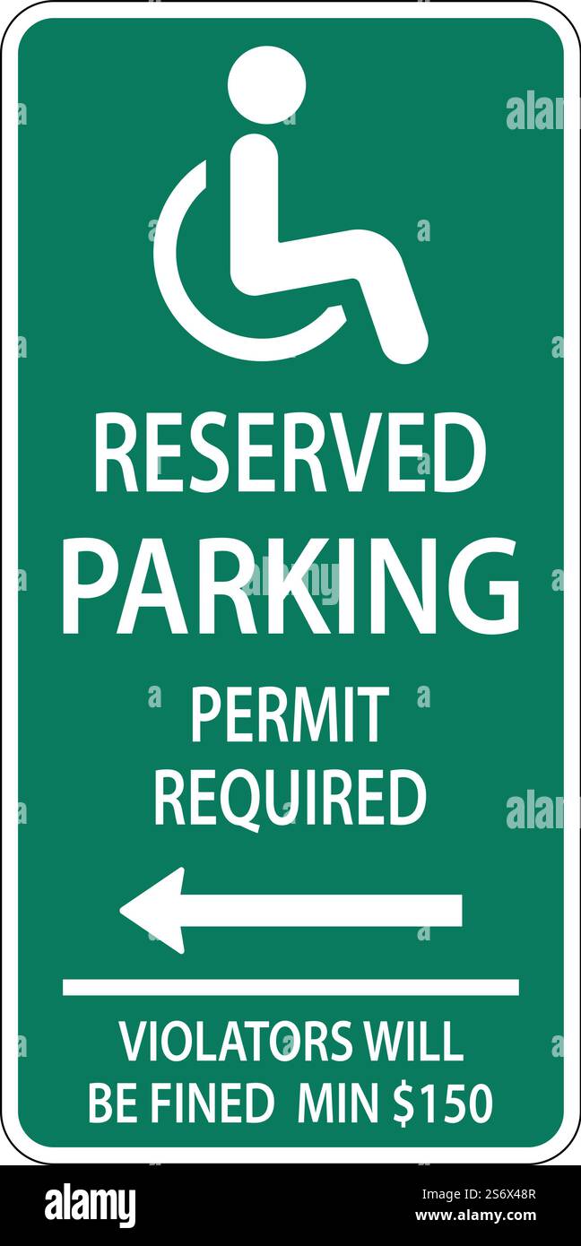 Handicap Parking Sign,Left Arrow Sign On White Background Stock Vector ...