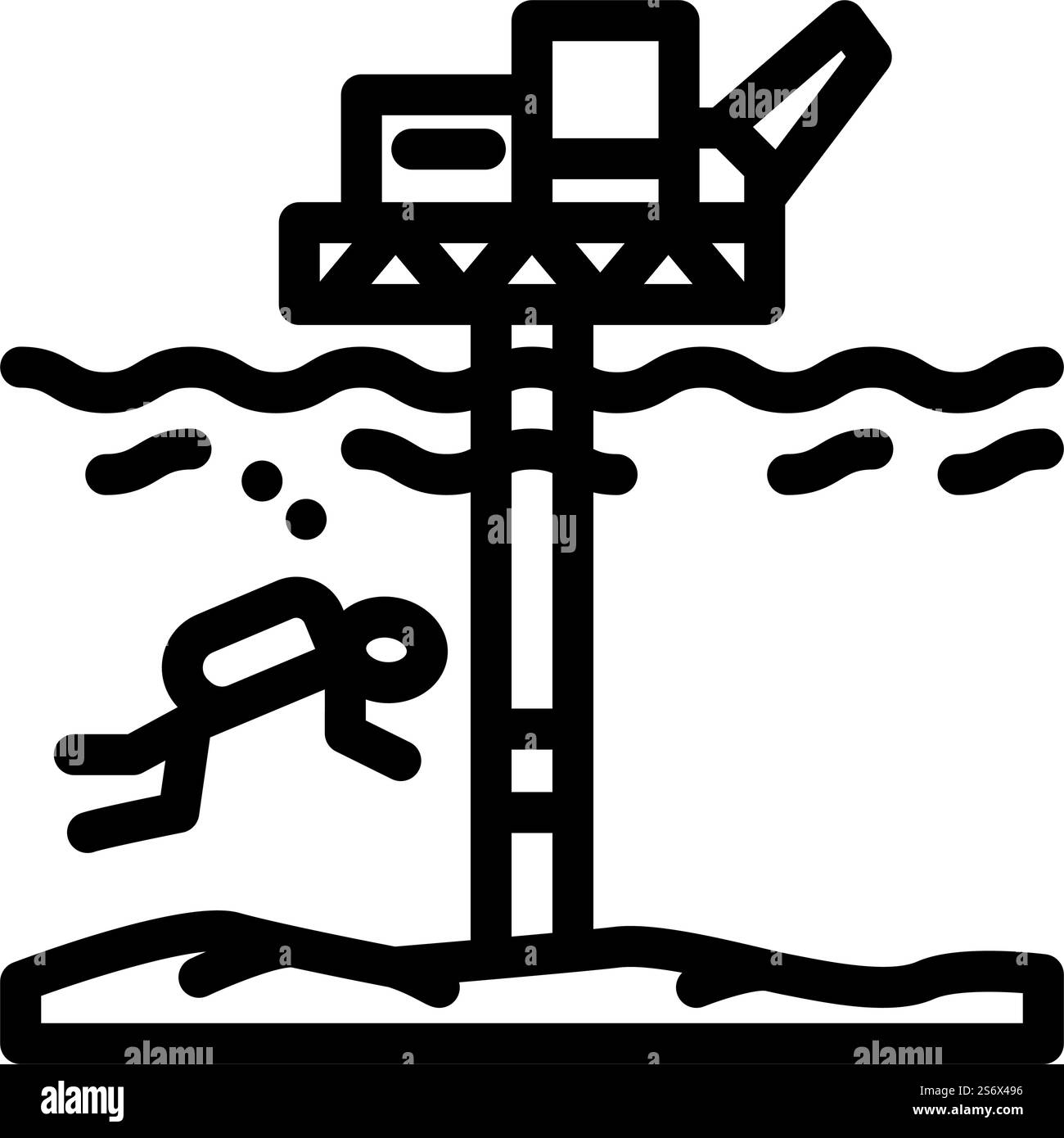 work with oil rigs line icon vector. work with oil rigs sign. isolated ...
