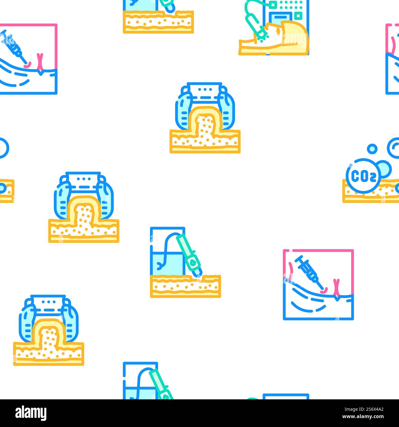 Cosmetology Treatment Procedure Vector Seamless Pattern Color Line ...