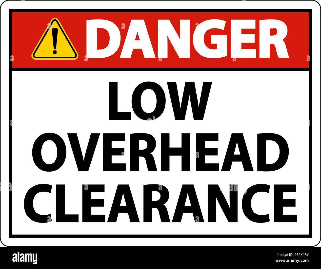 Danger Low Overhead Clearance Sign On White Background Stock Vector ...