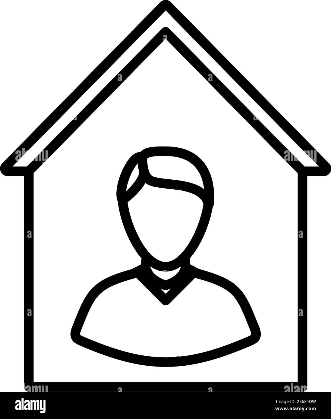 Stay Home Icon. Bold outline design with editable stroke width. Vector ...