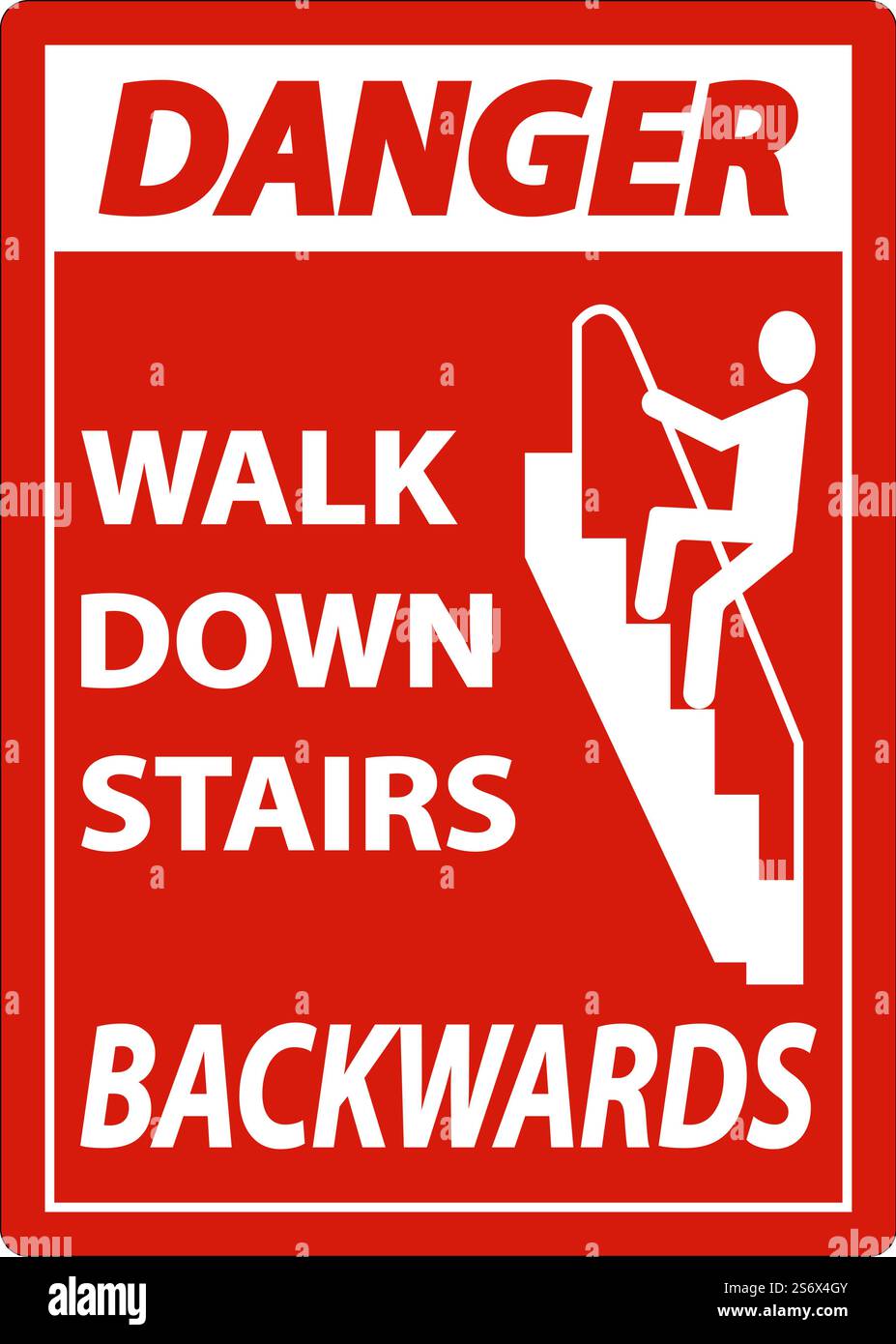 Danger Walk Down Stairs Backwards Sign Stock Vector Image & Art - Alamy
